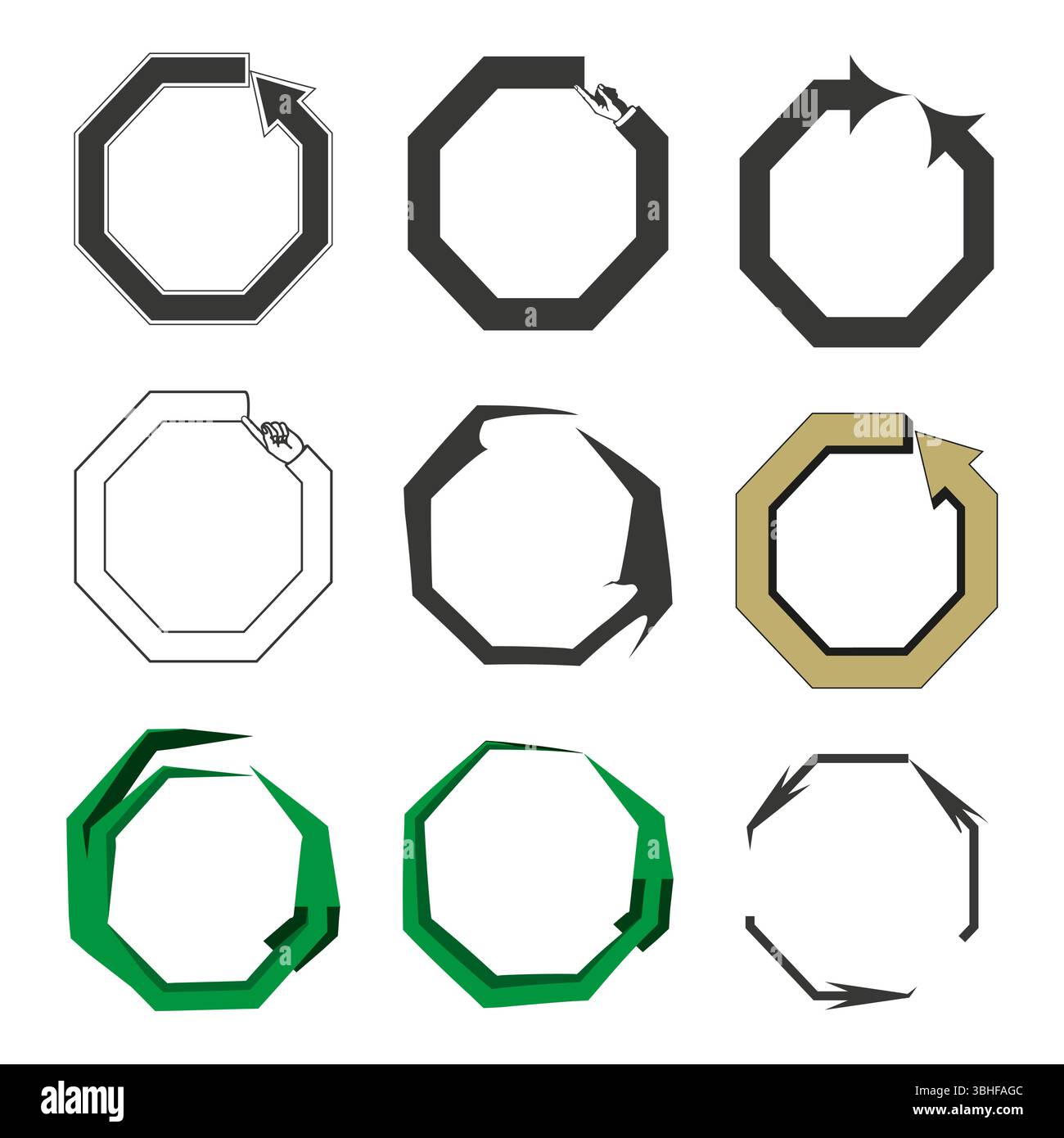 Octagon border. Geometric frame symbol. Arrow edge detail. Vector ...