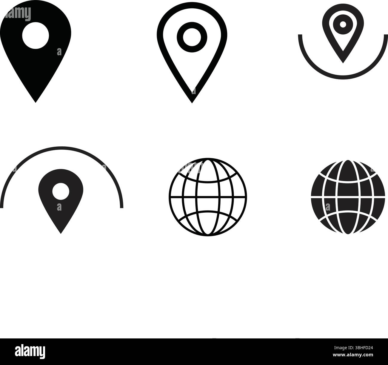 High Quality GPS Map Pin Icons Set with Location Markers and Globe ...