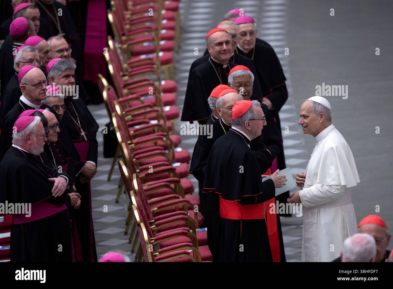 Vatican City, Vatican, 09 June 2025. Pope Leo XIV greets the Cardinal ...
