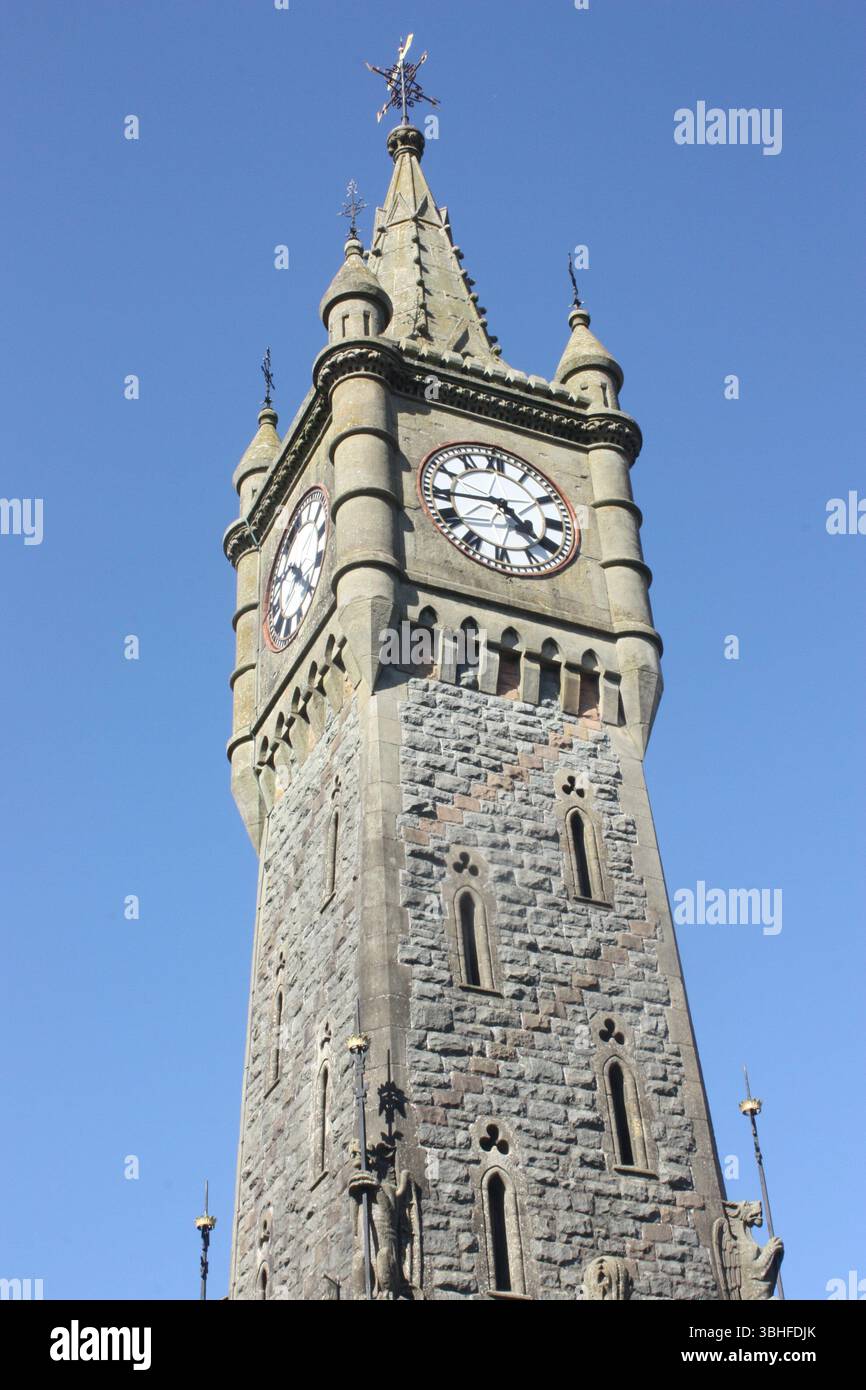 The clock tower in Machynlleth, Wales, a landmark of the town Stock ...