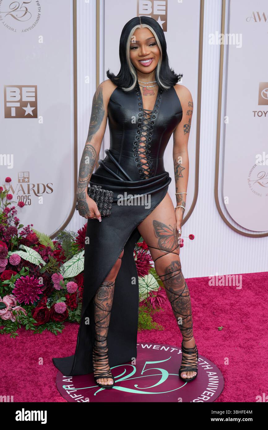 GloRilla arrives at the BET Awards on Monday, June 9, 2025, at the ...