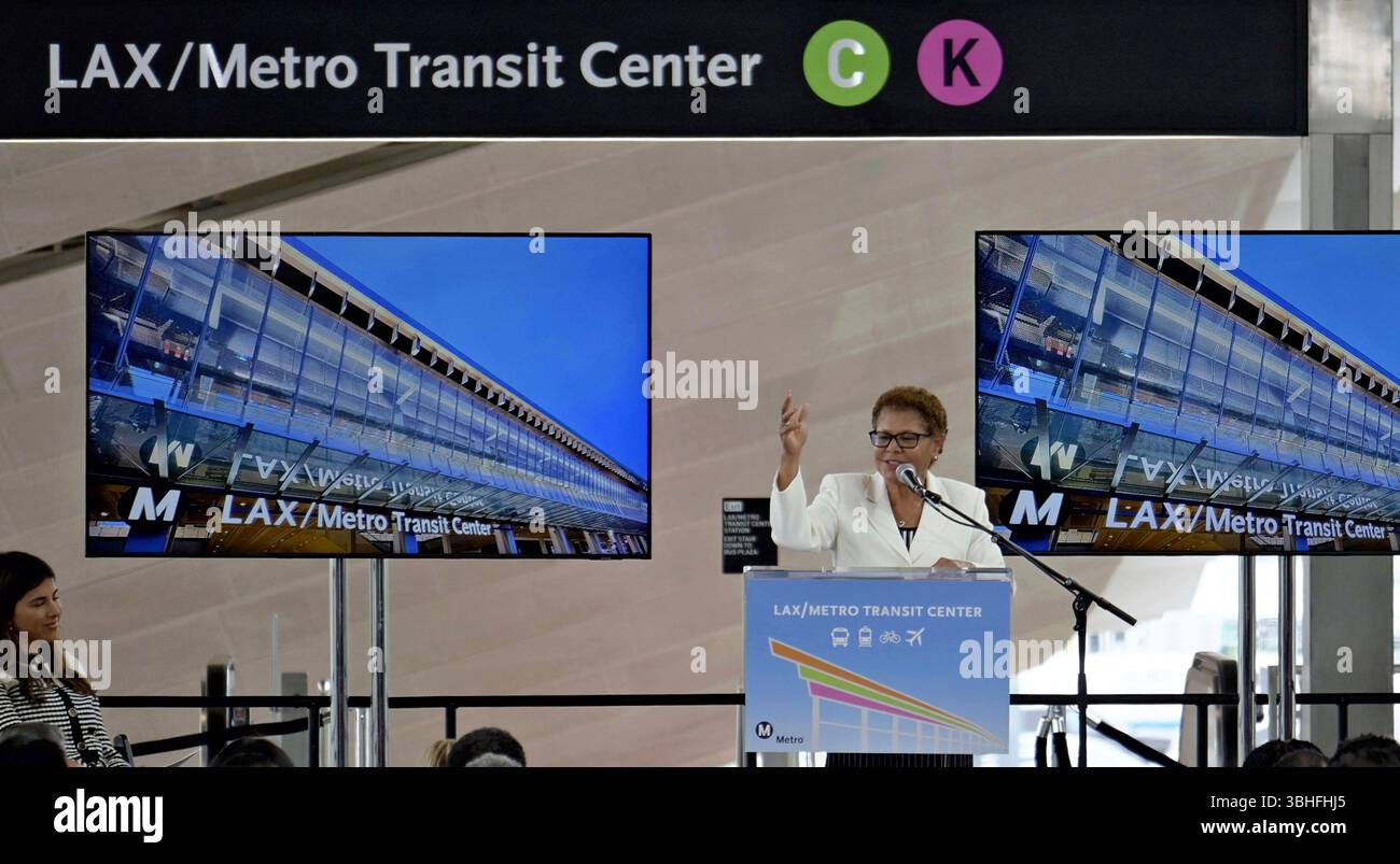 LAX / Metro Transit Center Station is opened in Los Angeles, United ...