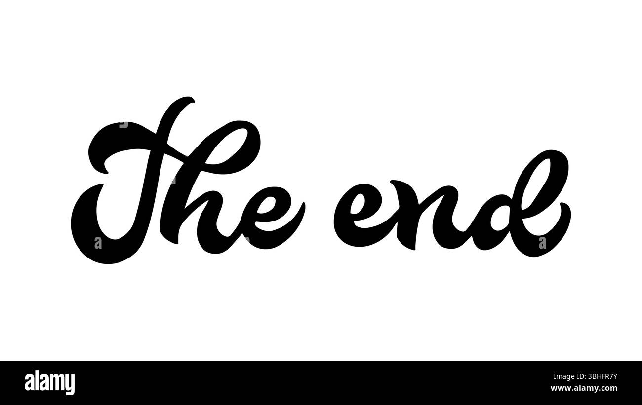 The end calligraphy hand lettering isolated on white. Vector template ...