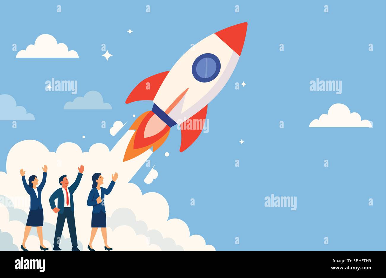 Business Startup Rocket Launch Team Launching Business Success Rocket ...