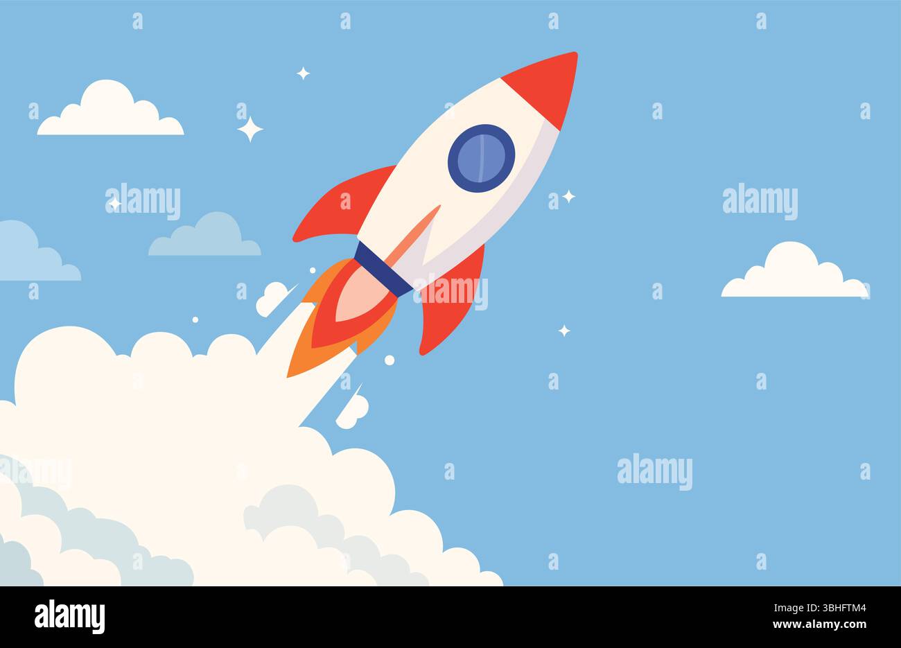 Rocket Launch into Sky Startup Rocket Flying Up Business Growth Rocket ...