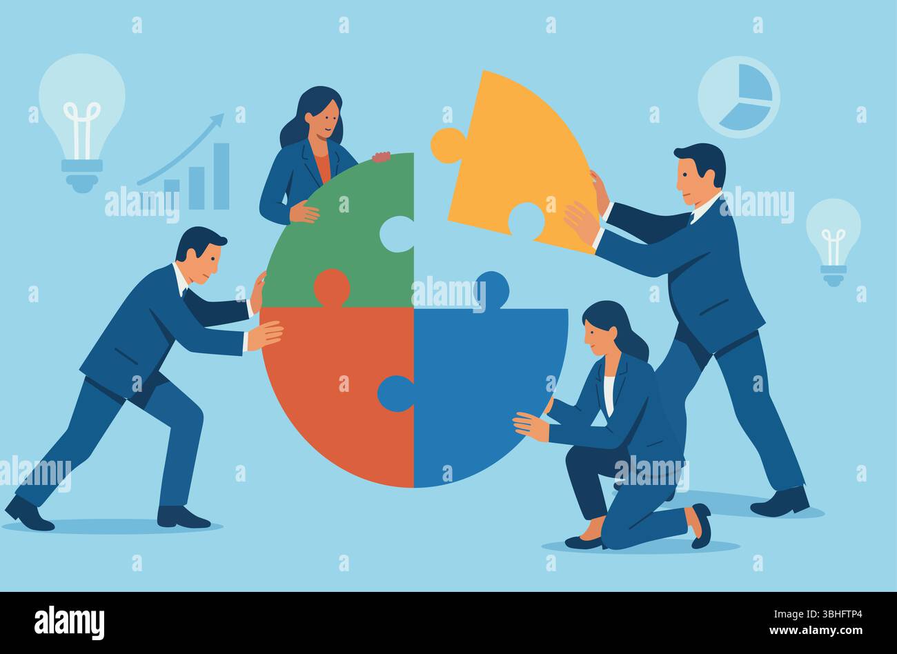 Teamwork Puzzle Collaboration Business Solution Puzzle Team Building Strategy Collaboration ...