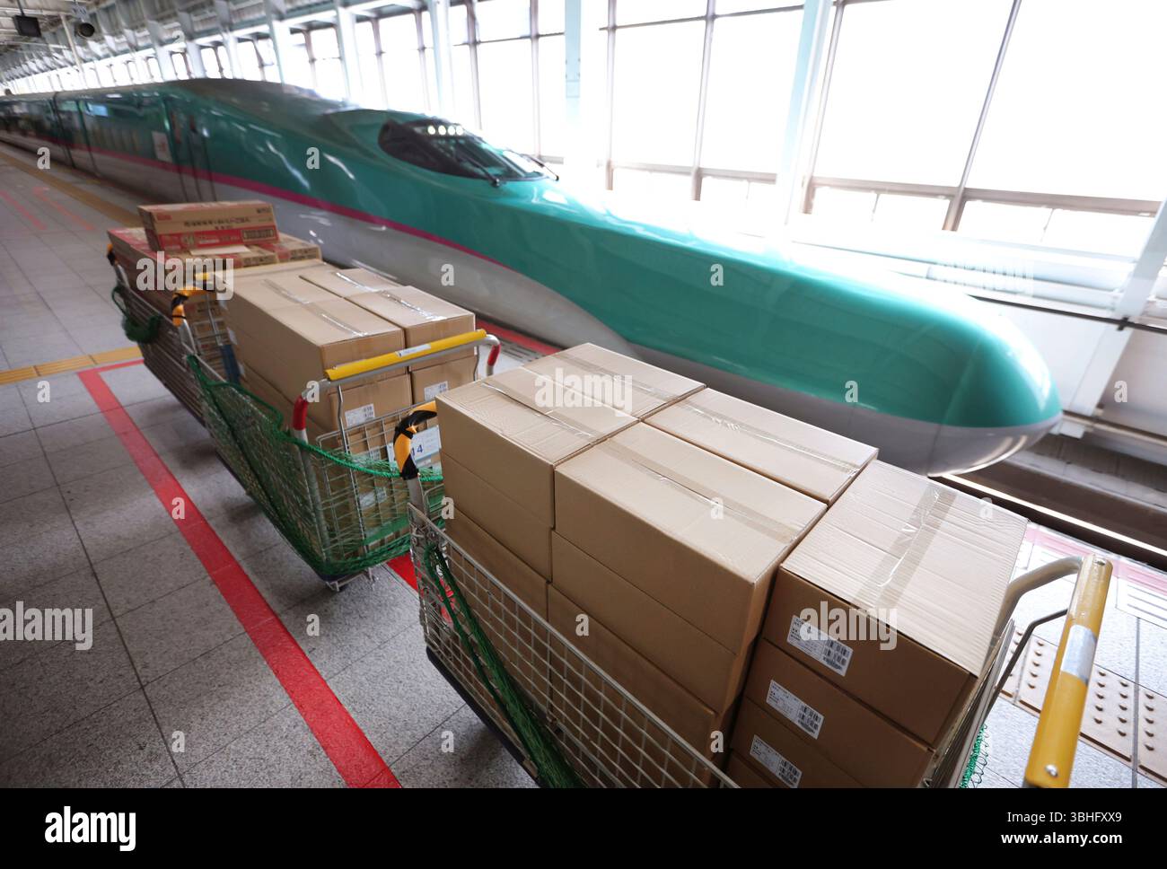 Government stockpiled rice is transported on Tohoku Shinkansen (bullet ...