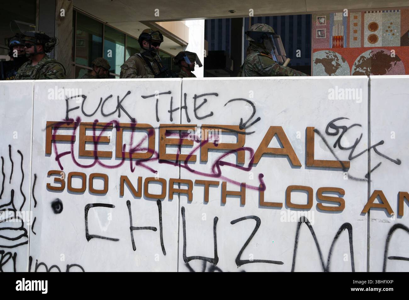 Graffiti near the Edward R. Roybal Federal Building in Los Angeles ...