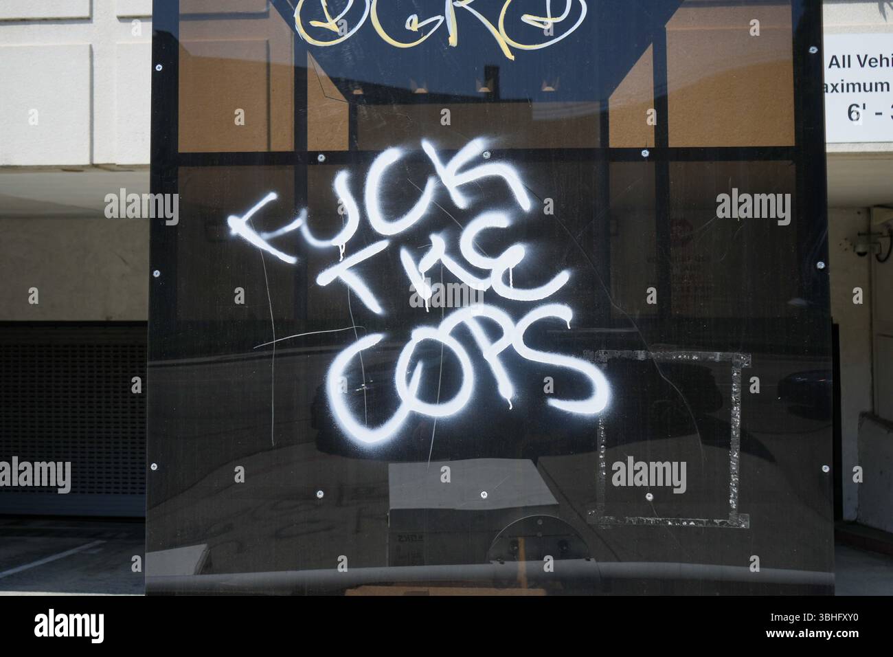 Graffiti near the Edward R. Roybal Federal Building in Los Angeles ...