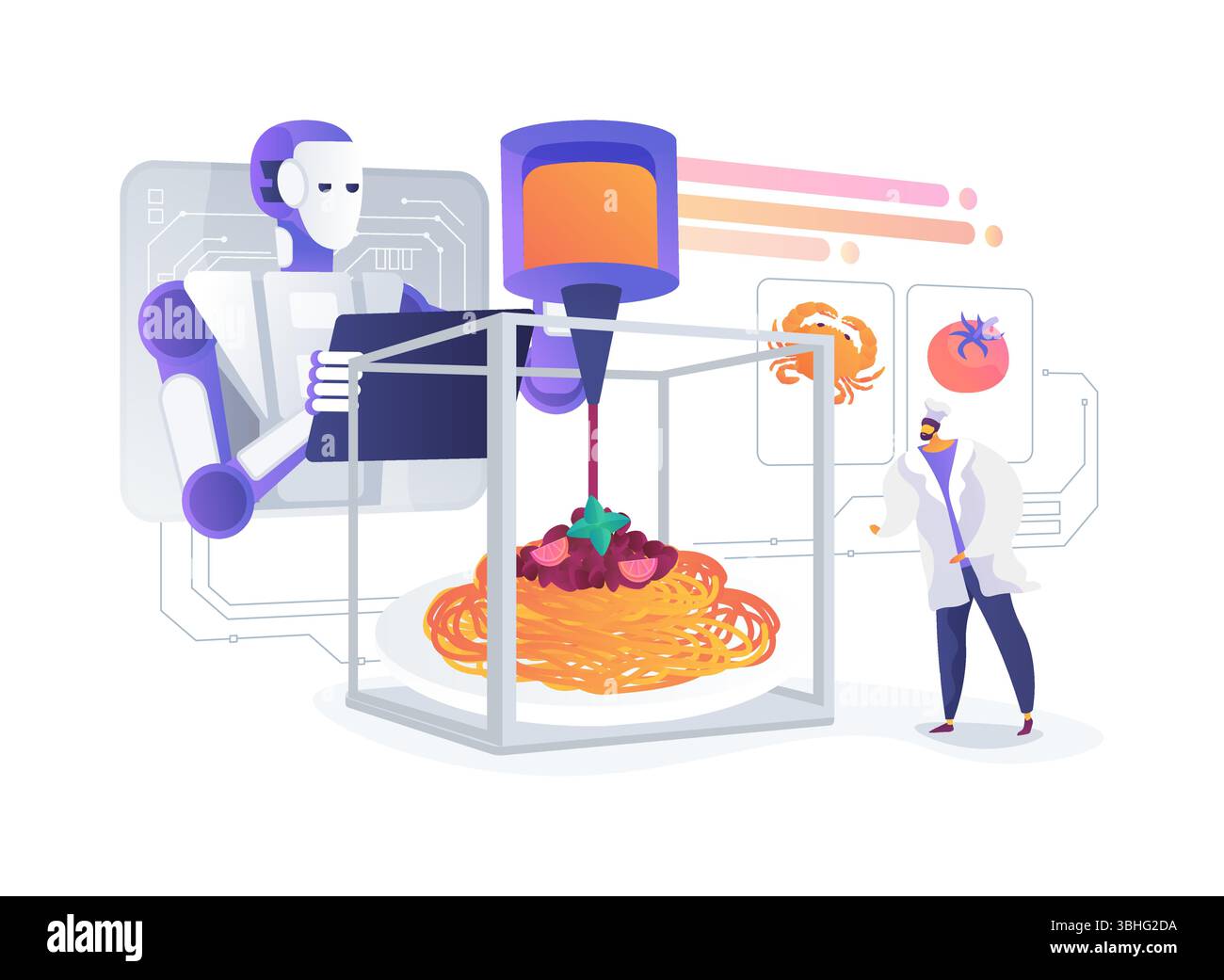 3D Food Printing for Custom Meals abstract concept vector illustration ...