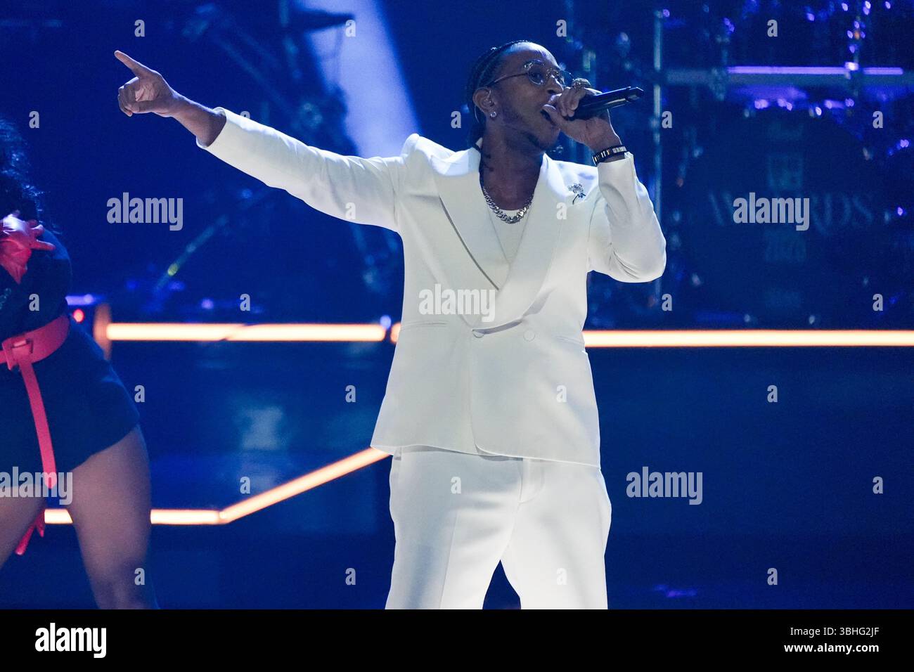 Ludacris performs during the BET Awards on Monday, June 9, 2025, at the ...