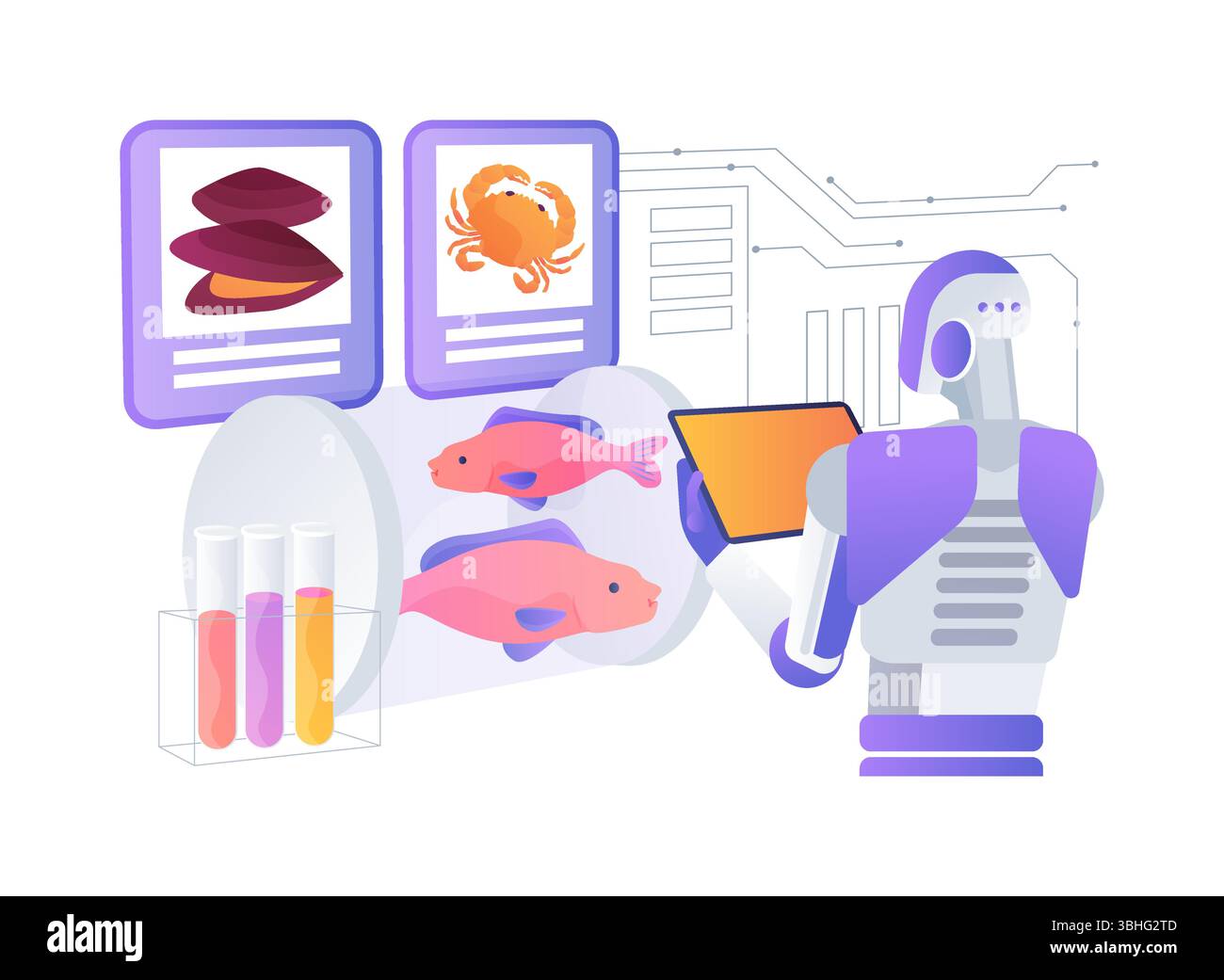 Lab-Grown Seafood for Sustainability abstract concept vector ...