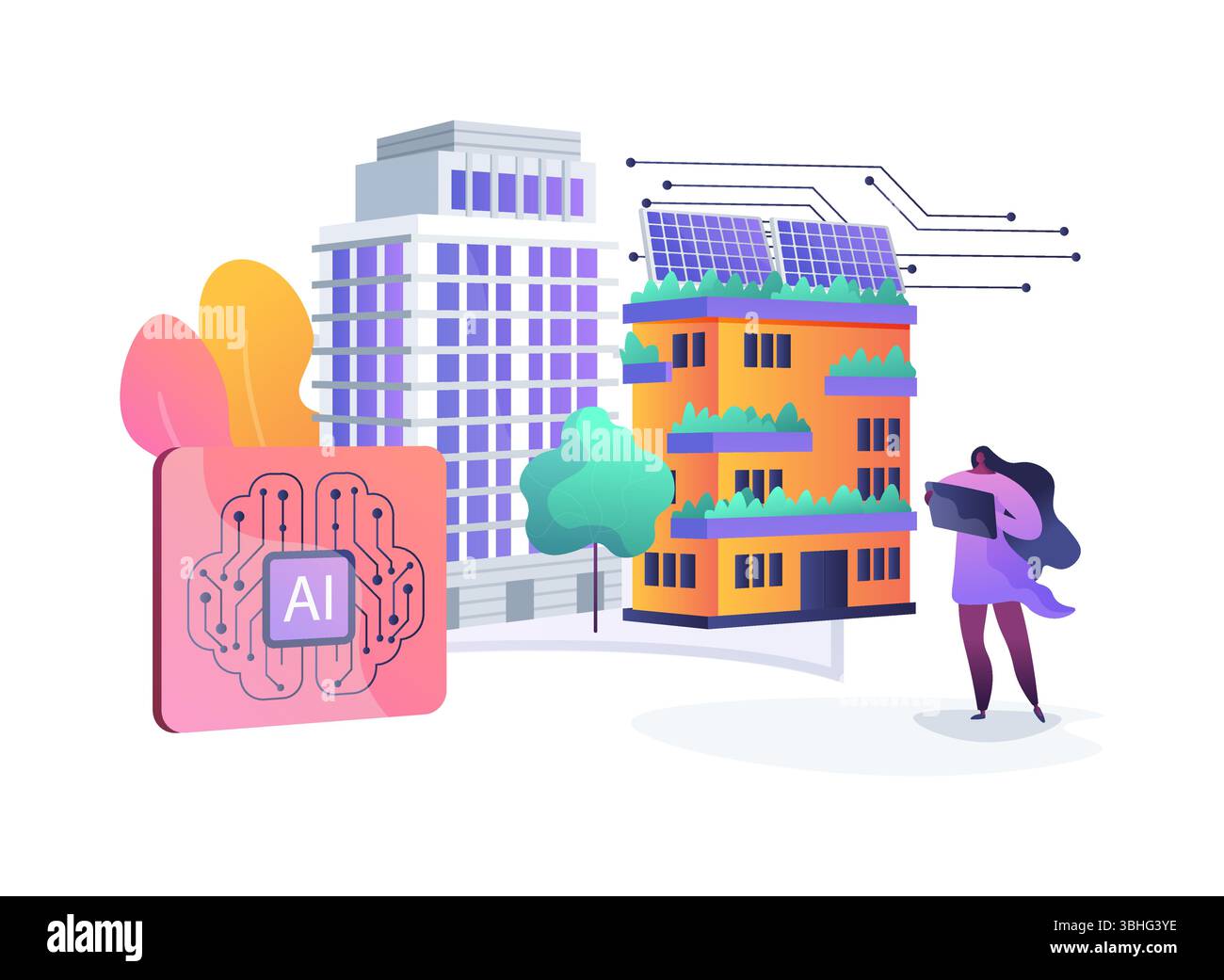 AI in Urban Planning for Sustainability abstract concept vector ...