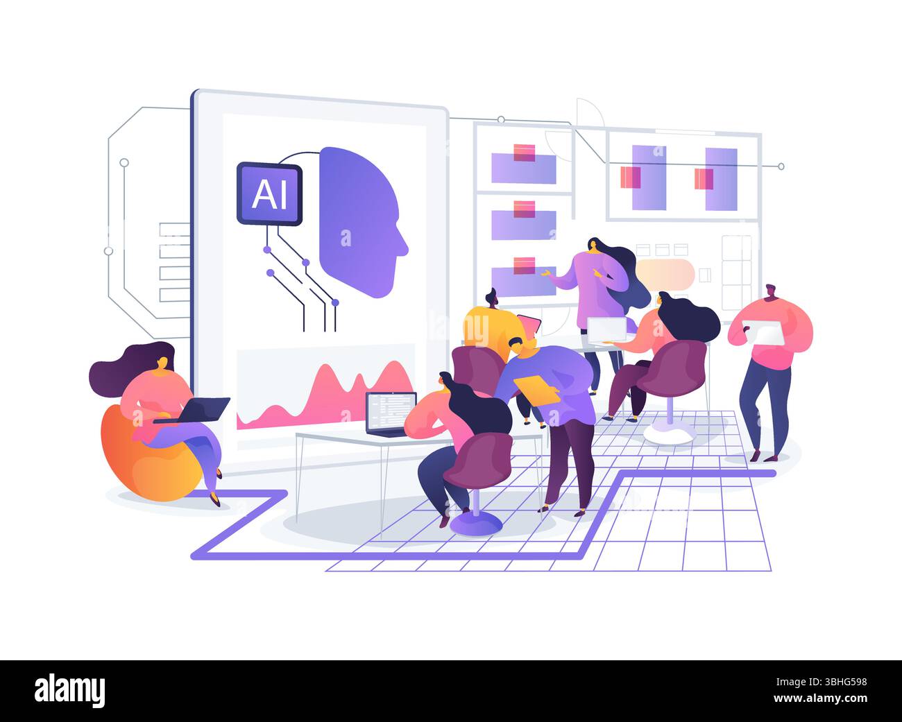 Augmented Reality Office Navigation abstract concept vector ...