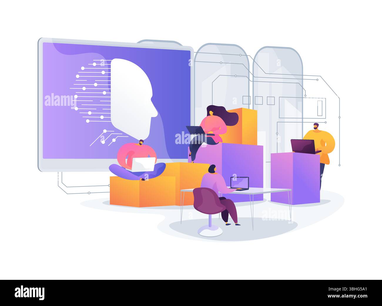 Smart Office Furniture with Modular Designs abstract concept vector ...