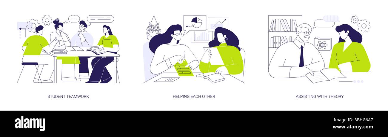 Peer tutoring isolated cartoon vector illustrations se Stock Vector ...