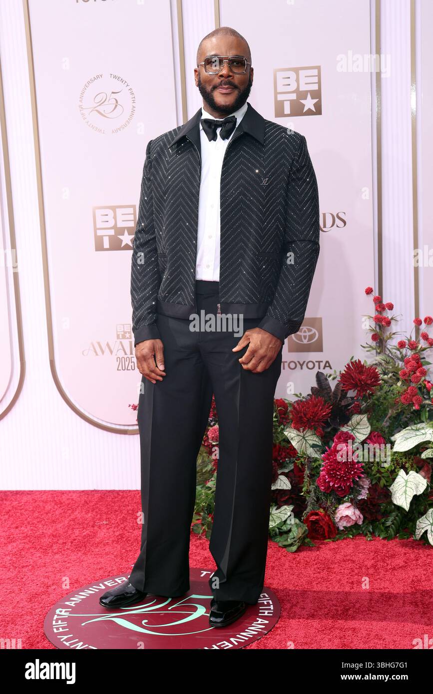 Los Angeles, Ca. 09th June, 2025. Tyler Perry at the 2025 BET Awards at ...