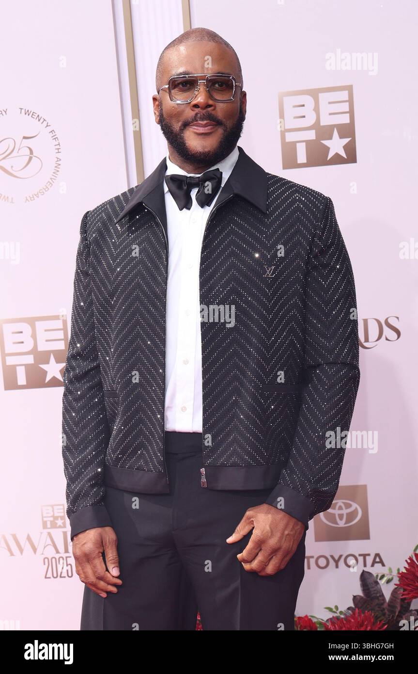 Los Angeles, Ca. 09th June, 2025. Tyler Perry at the 2025 BET Awards at ...