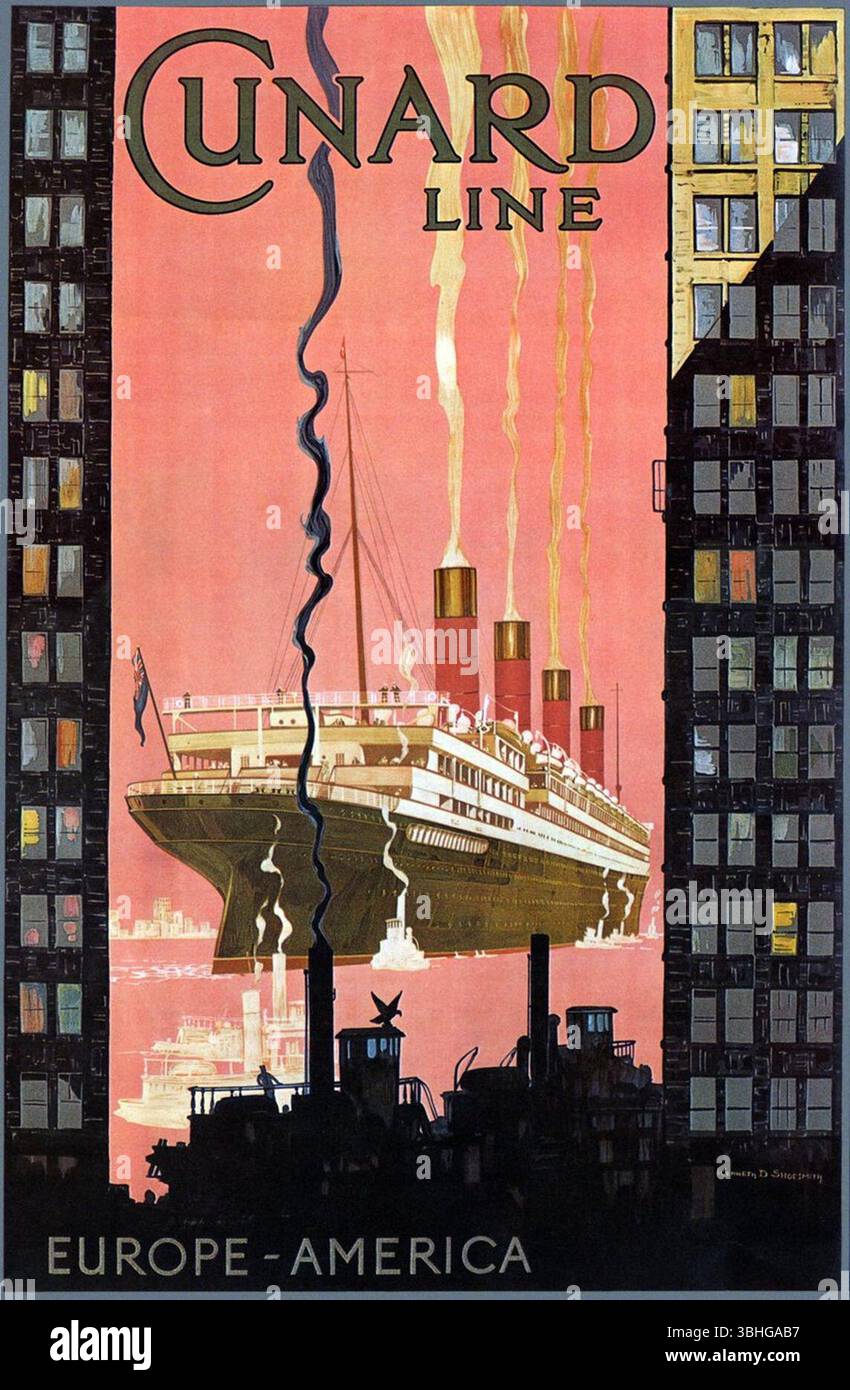 Kenneth Denton Shoesmith - Poster Cunard Line Europe-America Stock ...
