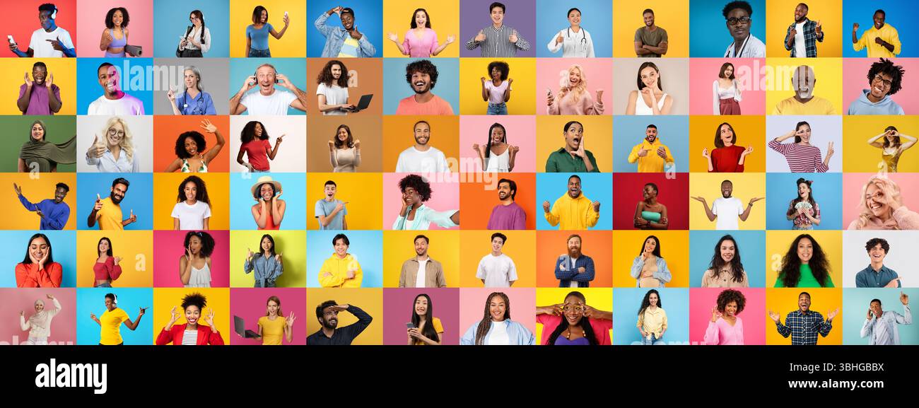 Diverse group of people expressing joy and engagement in a vibrant ...