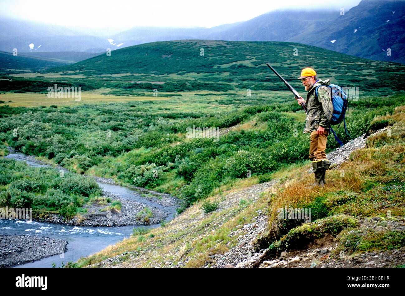 Ptarmigan hunting above Bear Creek in Becharof National Wildlife Refuge ...