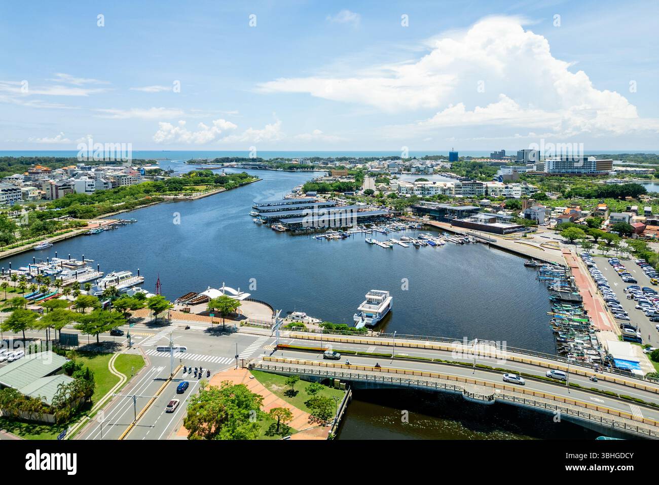 Aerial view of Anping Recreational Wharf in Tainan City, Taiwan Stock ...