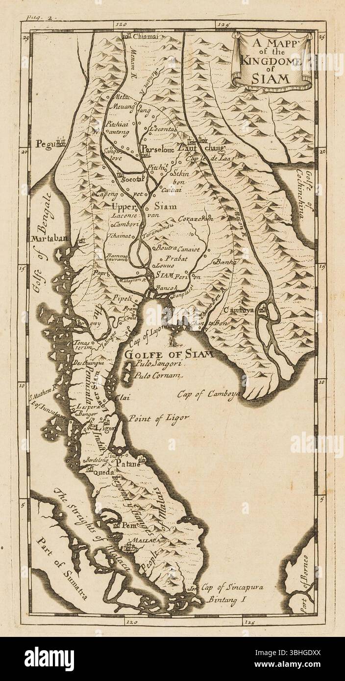 Kingdom of Siam Map (Thailand) in 1693 by Loubere Stock Photo - Alamy