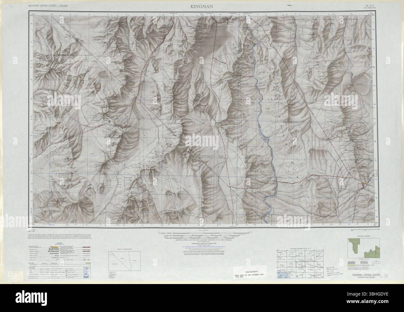 Kingman 1947 Shaded Relief Map Stock Photo - Alamy