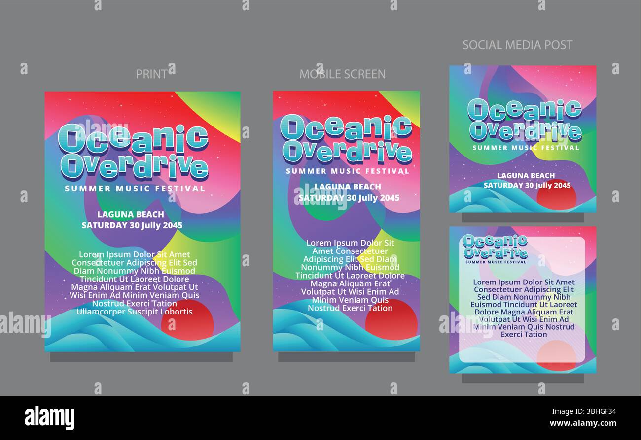 Summer Vibe Abstract Wave Clean Fluid Background for Social Media ...