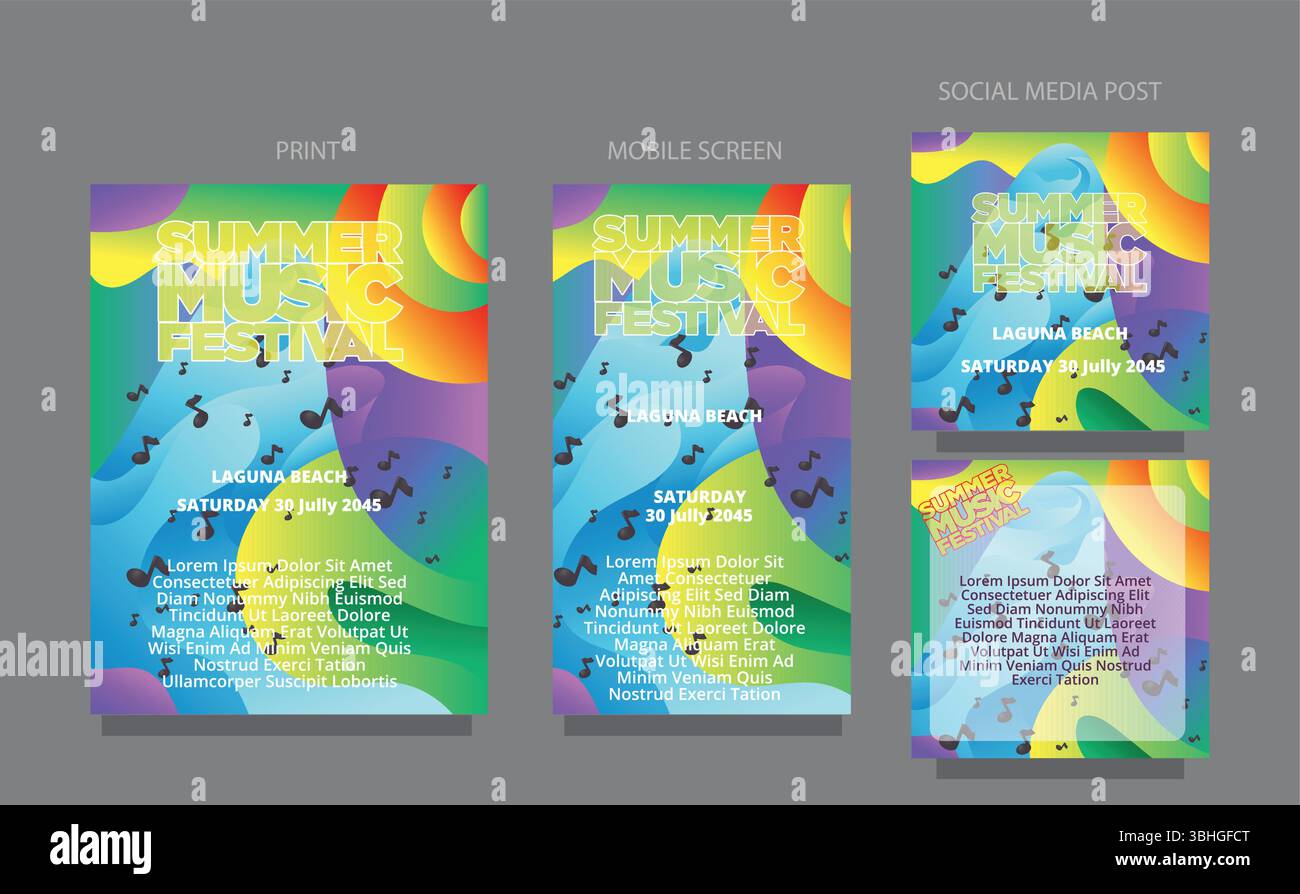 Vibrant Waveform Design. Summer Abstract Template for multiple Use ...