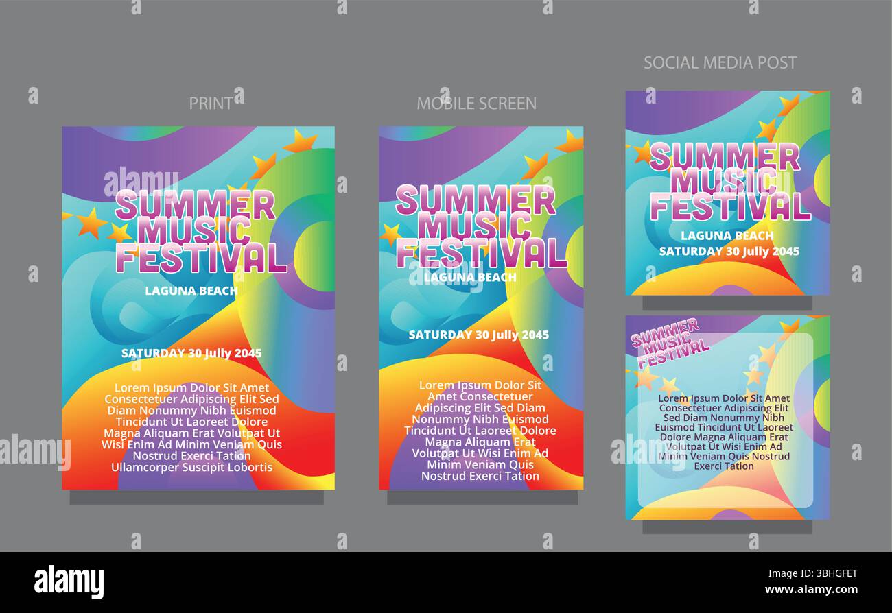 Abstract Summer Beat. Colorful Fluid Wave Background. fluid design ...