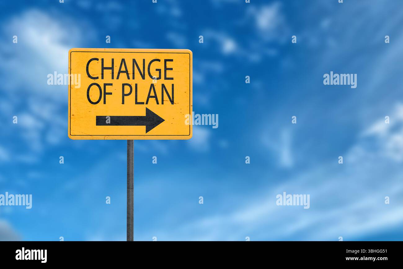 Change of planning sign symbol yellow orange color arrow direction ...