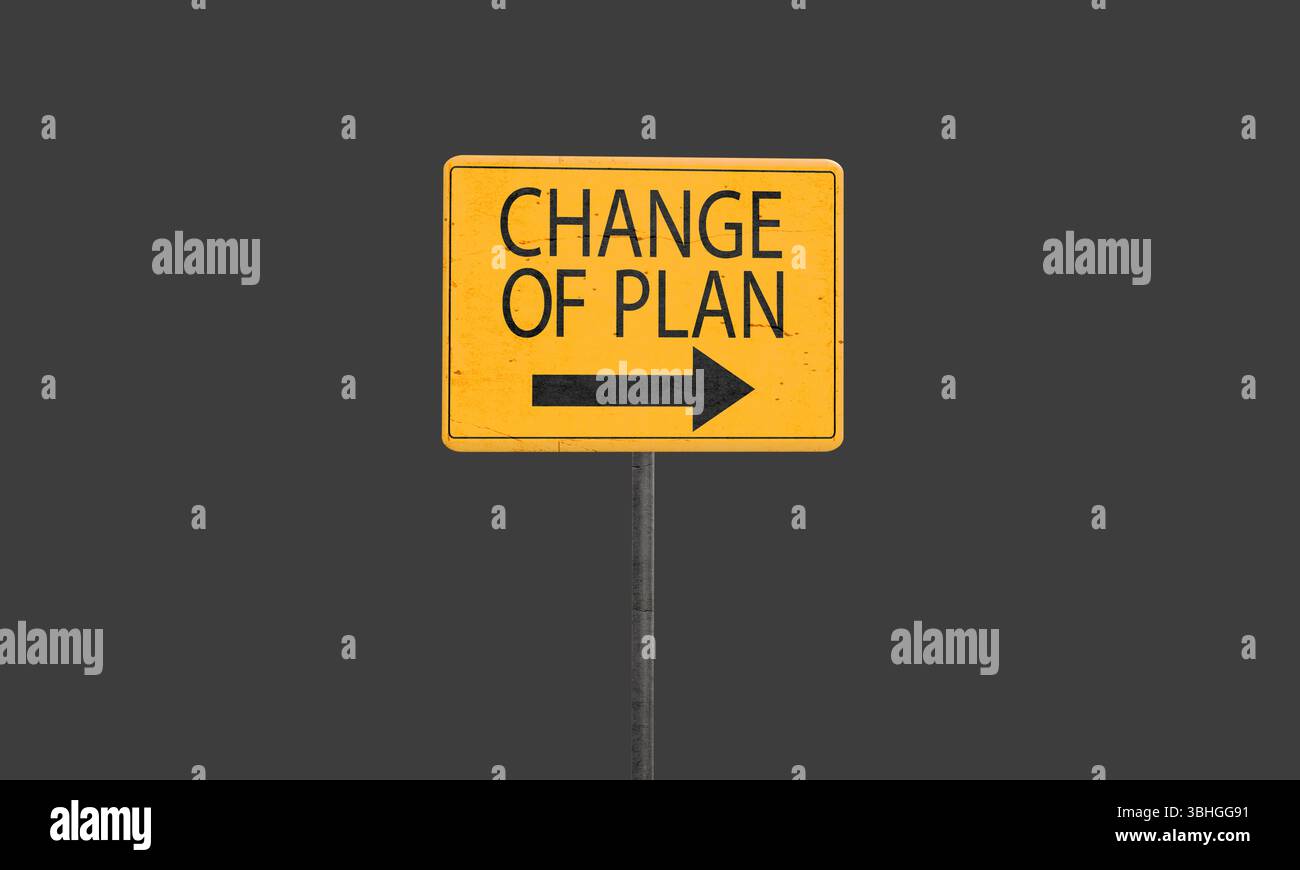 Change of planning sign symbol orange yellow color black color font ...