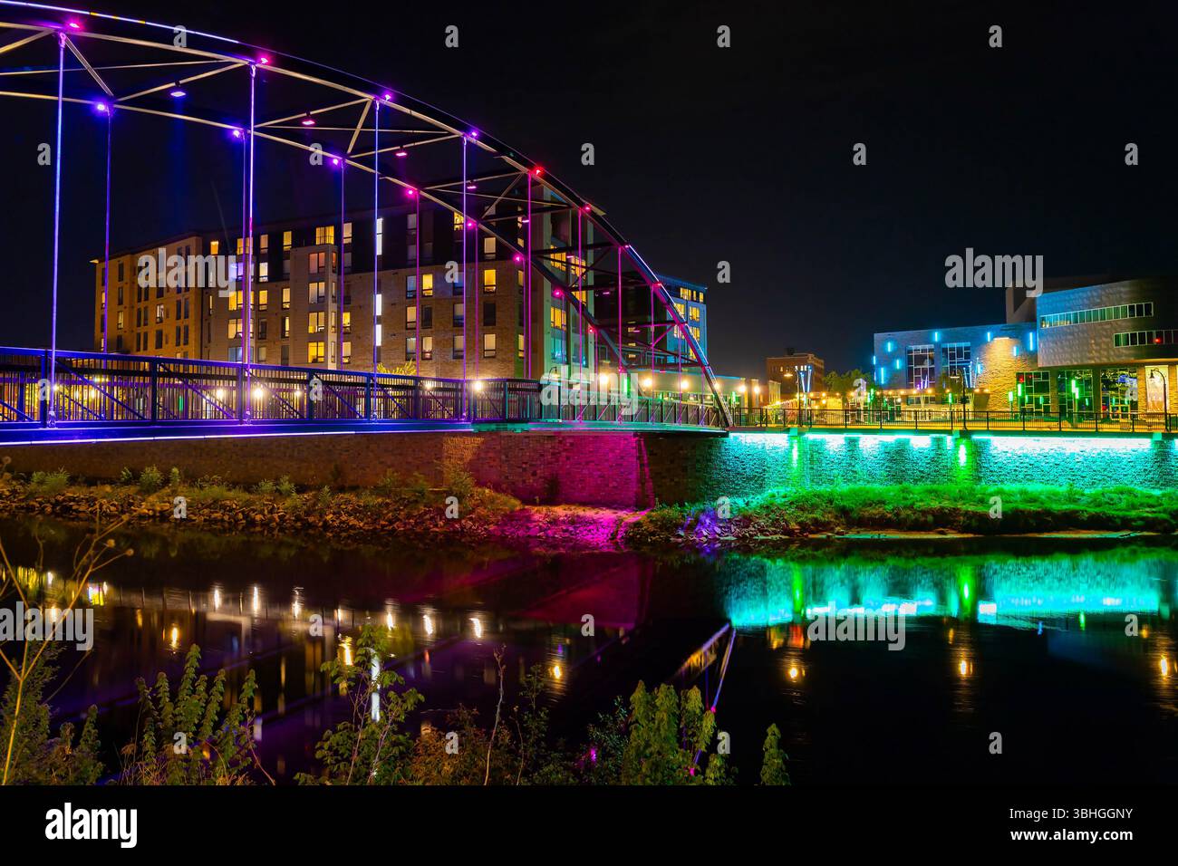 Nighttime view of Haymarket Plaza and Phoenix Park Footbridge in Eau ...