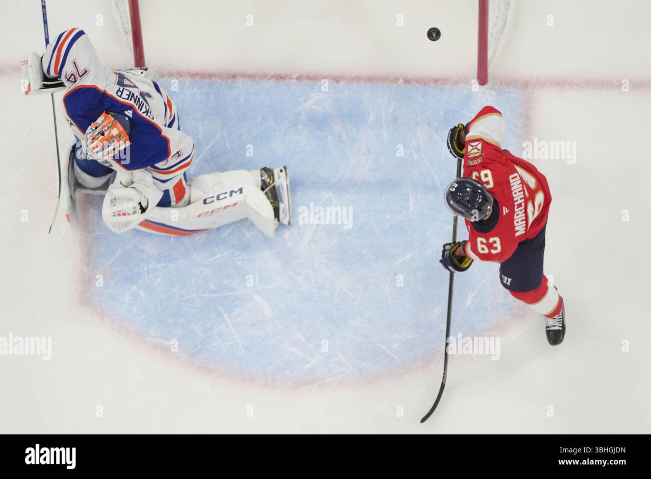 Florida Panthers center Brad Marchand (63) watches as a shot by center ...