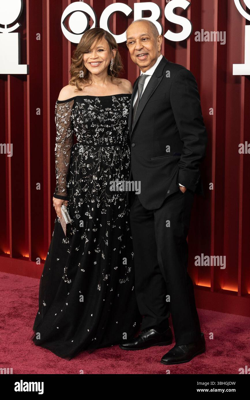 Rosie Perez and George C. Wolfe attend 78th annual TONY awards at Radio ...