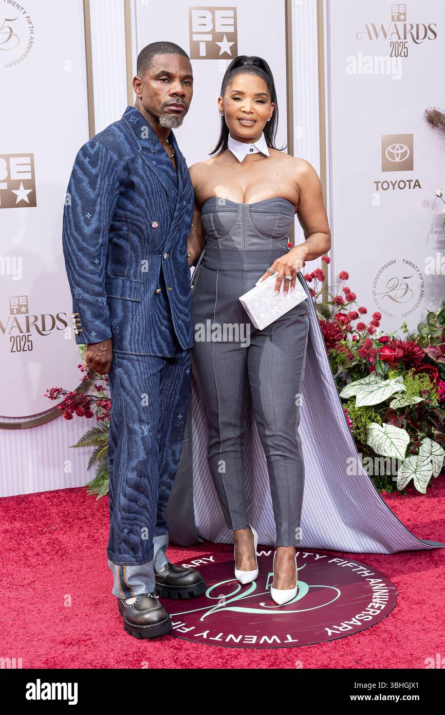 Kirk Franklin and Tammy Collins attend the arrivals of the “BET Awards ...