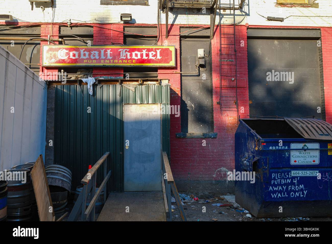 Back pub entrance to the Cobalt Hotel along Main Street in Vancouver ...
