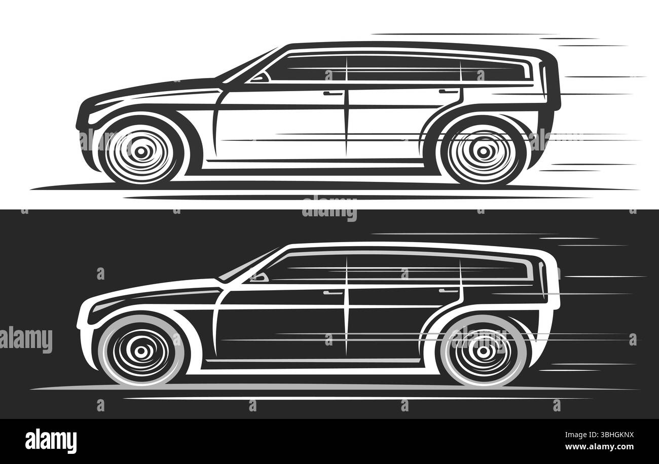 Vector logo for SUV Car, monochrome automotive banners with simple clip ...