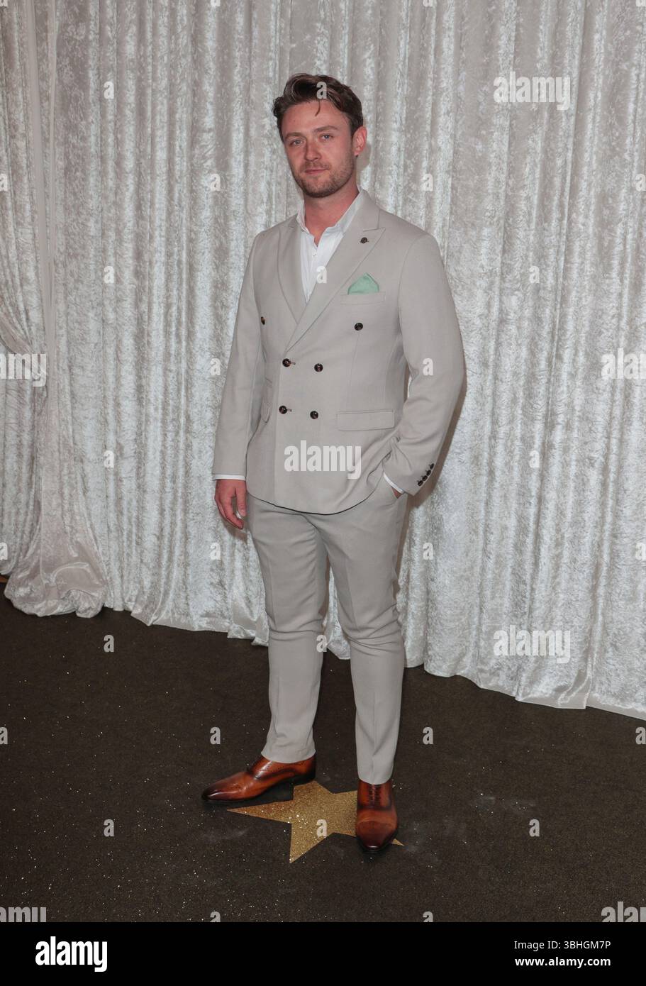 Calum Lill seen attending the British Soap Awards 2025 at Hackney Town ...