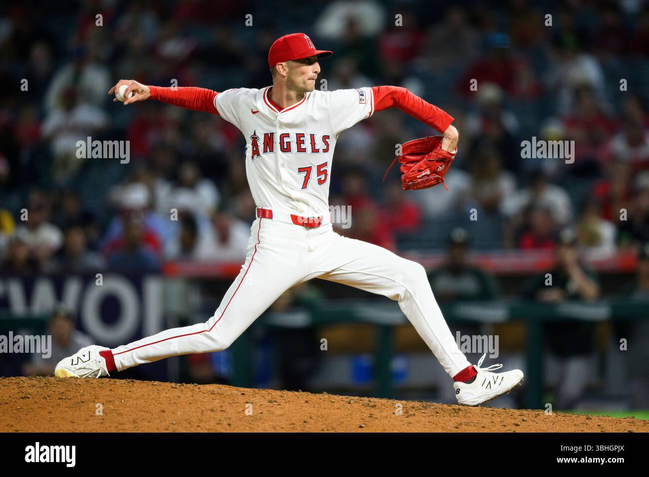 Los Angeles Angels pitcher Connor Brogdon delivers a pitch during the ...