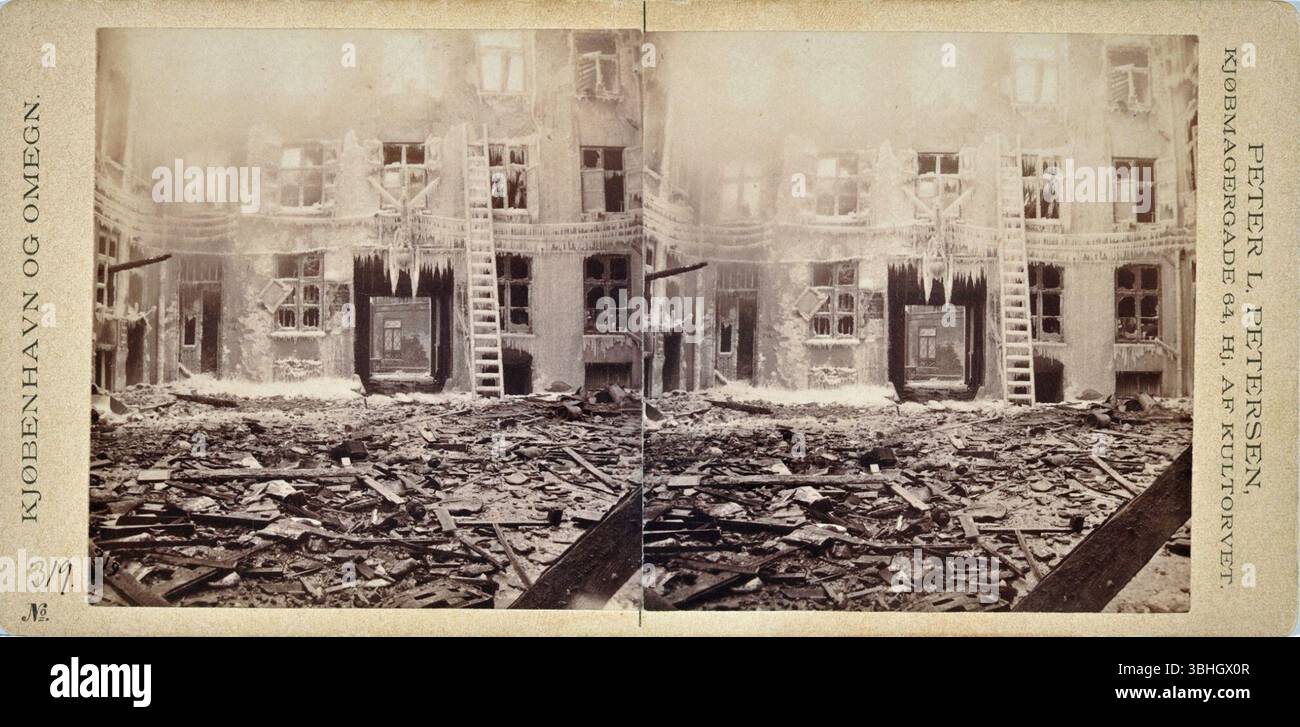Kongens Nytorv 6 after the fire 23. of February 1893 Stock Photo - Alamy