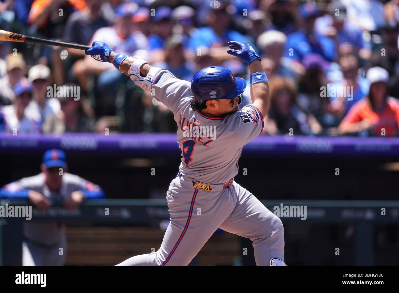 New York Mets catcher Francisco Alvarez (4) in the second inning of a ...