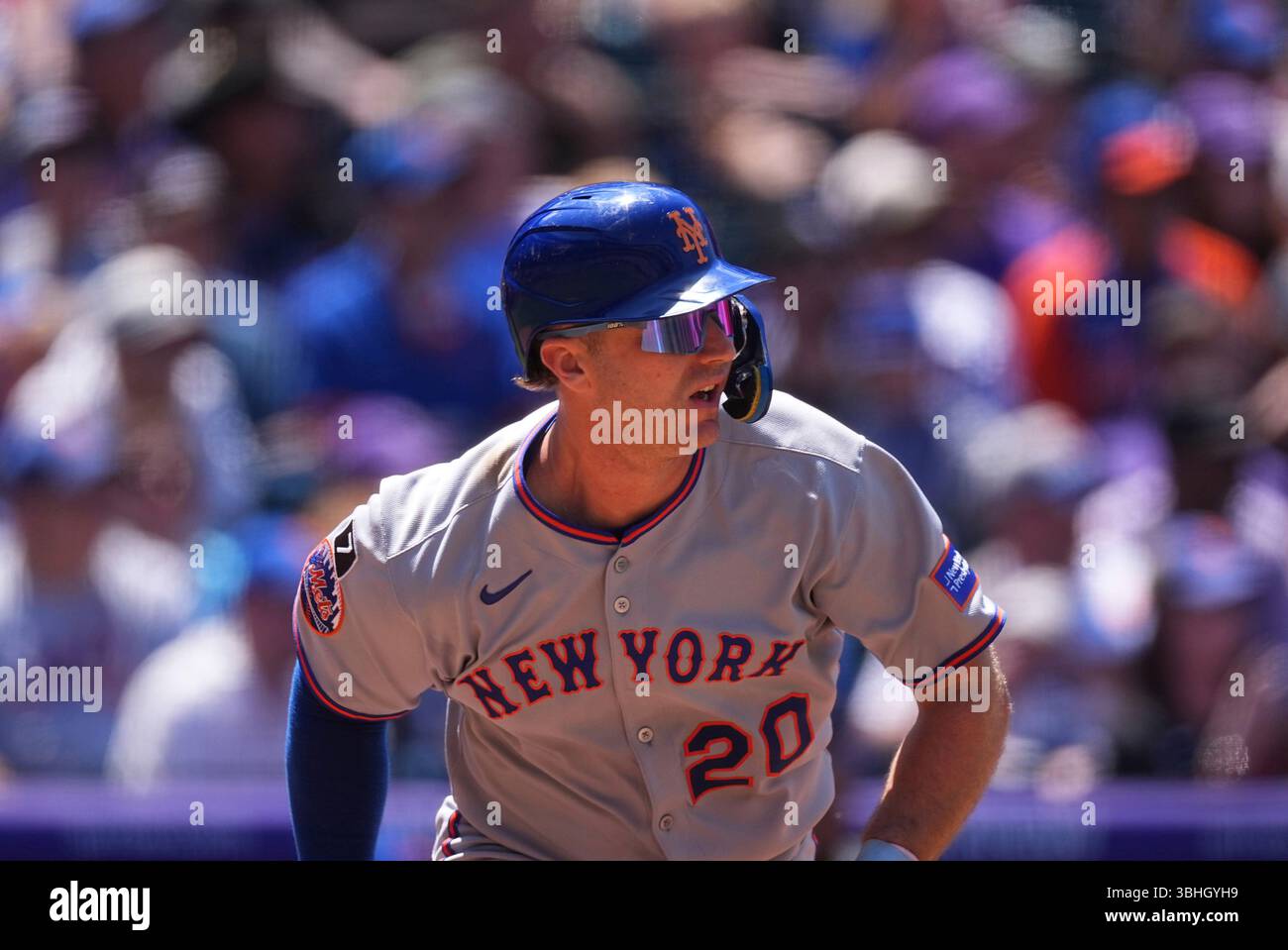 New York Mets first baseman Pete Alonso (20) in the fourth inning of a ...