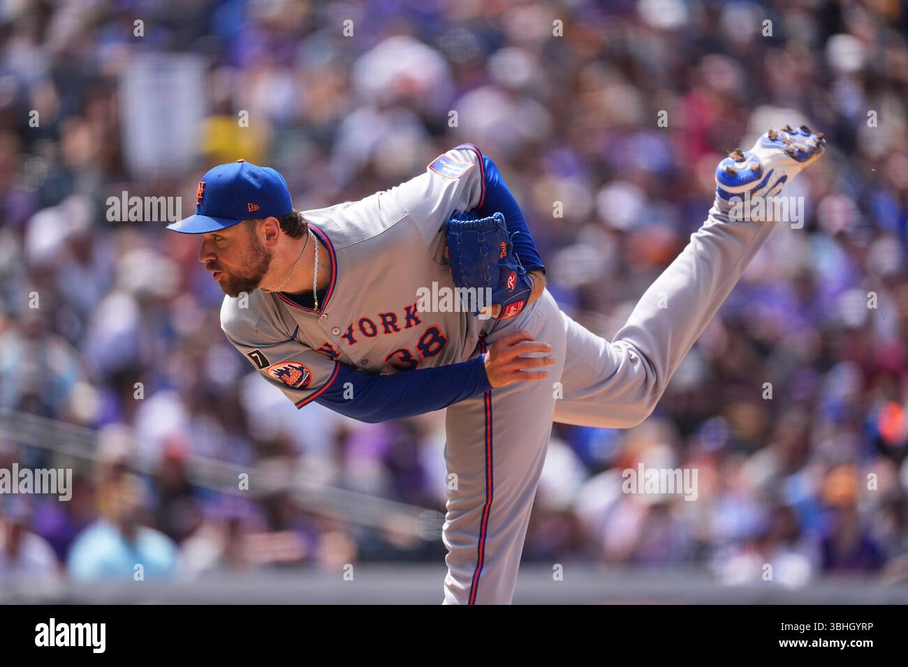 New York Mets starting pitcher Tylor Megill (38) in the fifth inning of ...