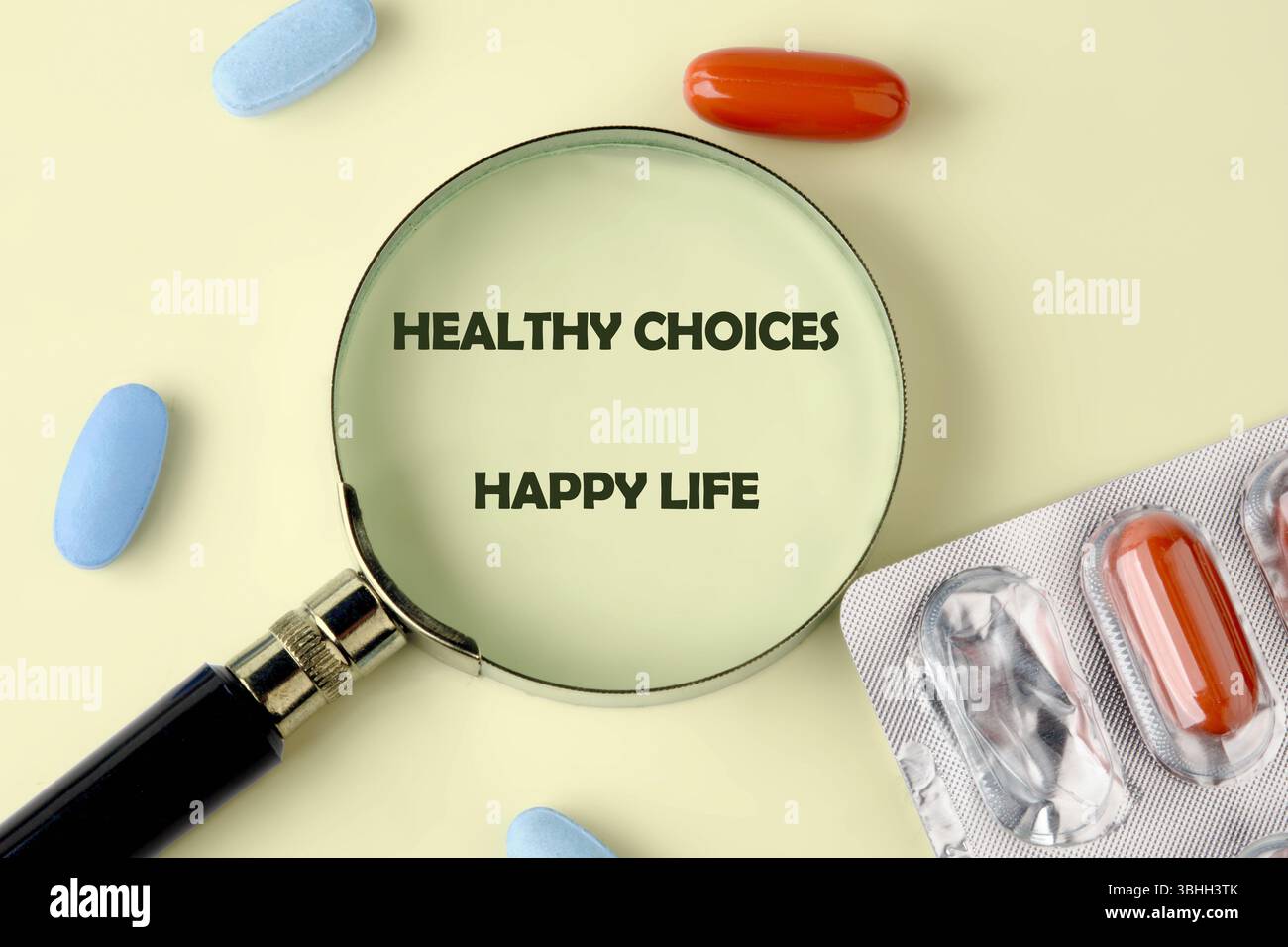 The concept phrase HEALTHY CHOICES HAPPY LIFE. Conversation, domestic ...