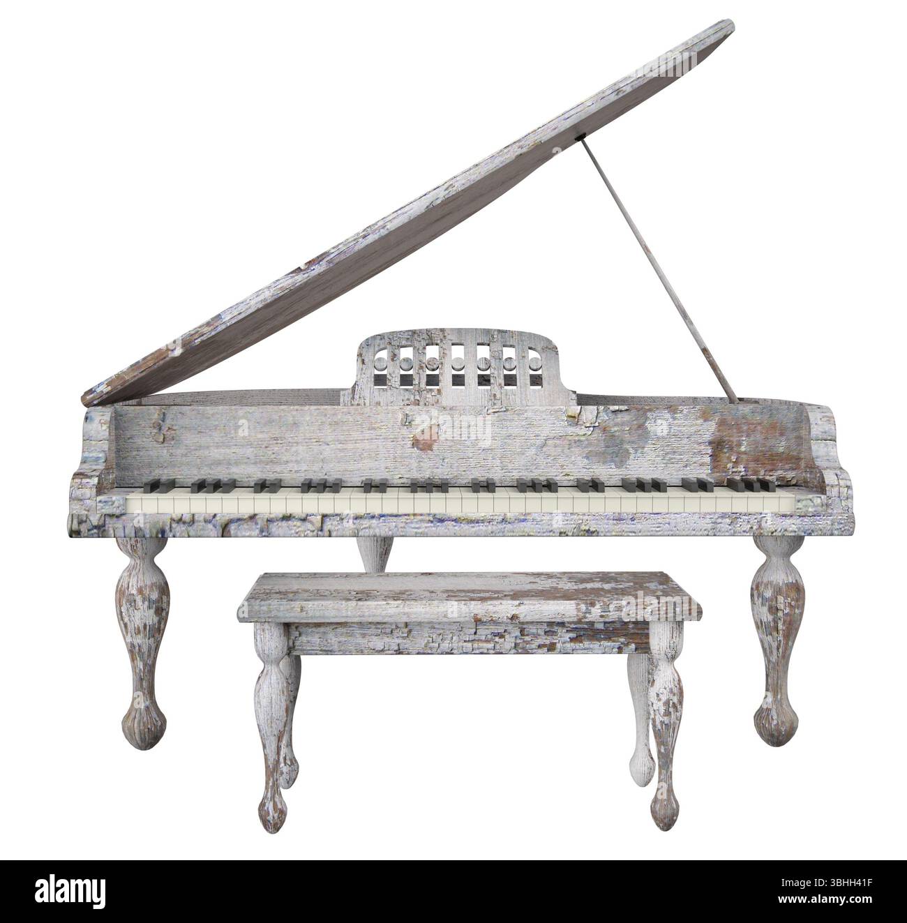 Highly detailed 3D rendering of a classic wooden grand piano with ...