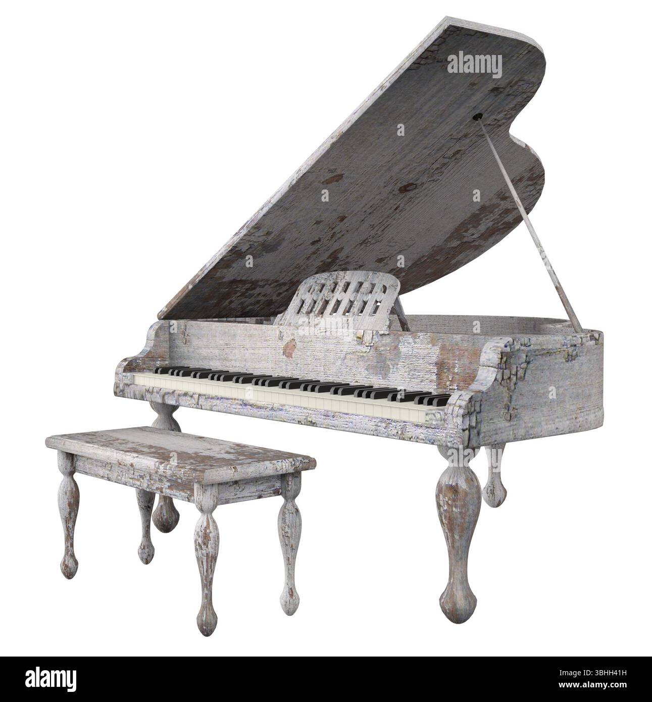 Highly detailed 3D rendering of a classic wooden grand piano with ...