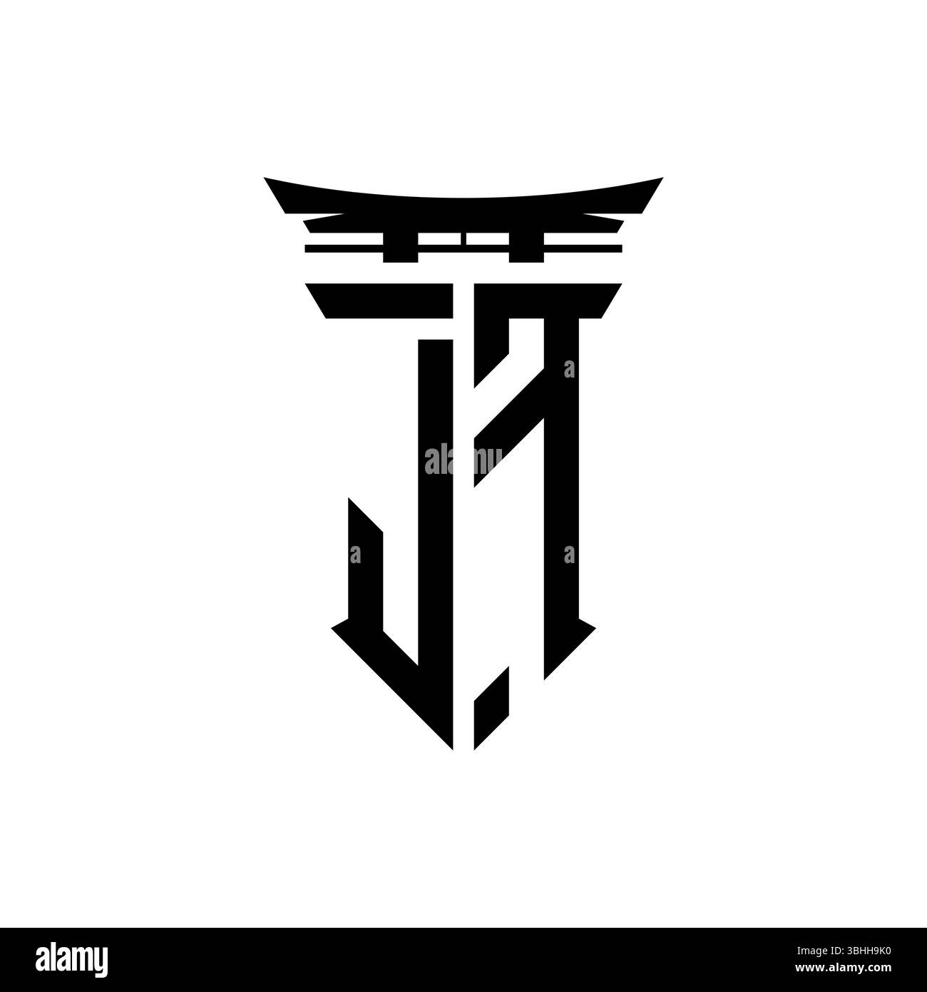 Logo initial monogram with geometric modern Torii Gate Japanese style ...