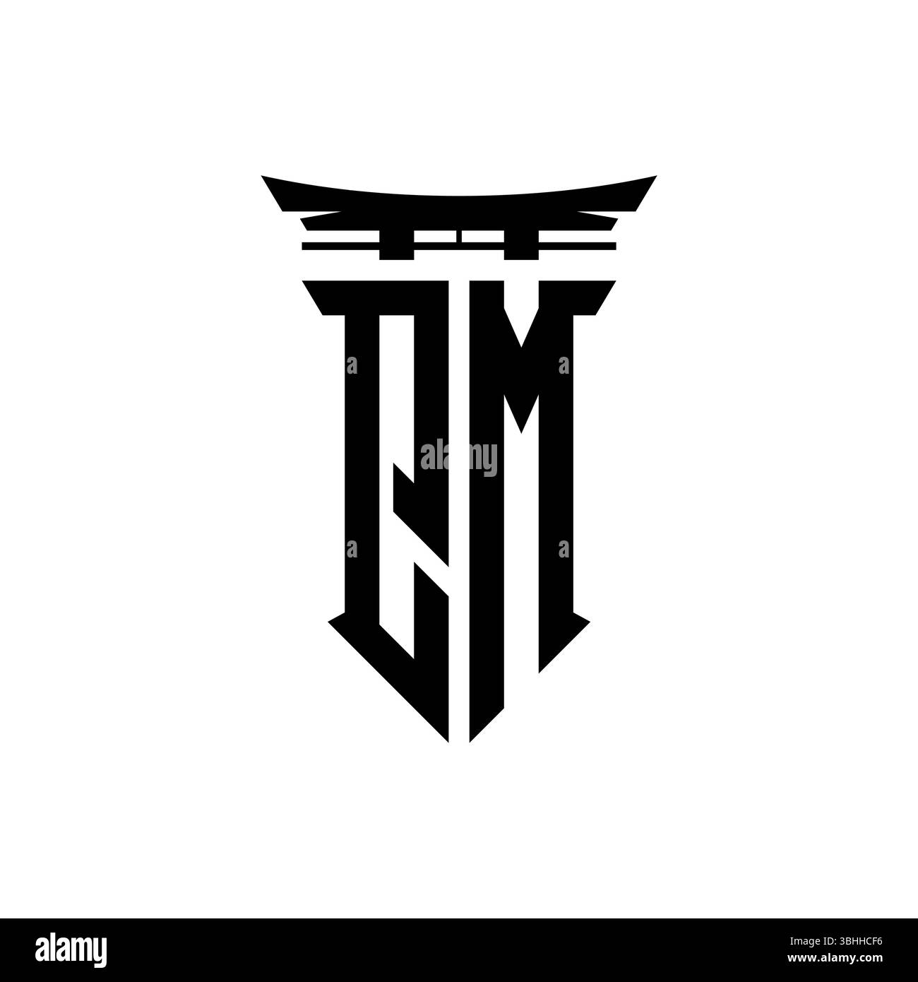 Logo initial monogram with geometric modern Torii Gate Japanese style ...